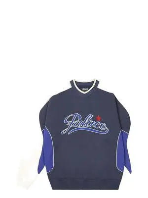 PALACE Star Script Crewneck Sweatshirt - Navy/cream
