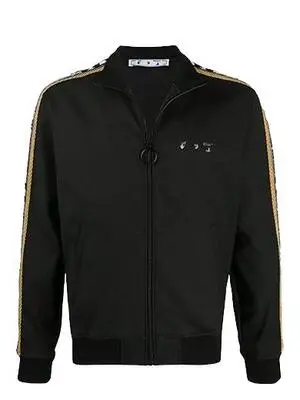 Off-White Striped Sleeve Zip-up Track Jacket - Black