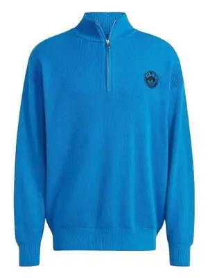 Adidas Originals Logo Patch Quarter Zip Sweater - Blue