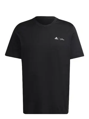 Adidas Cartoon Skateboard Juvenile Logo Printing Round Neck Short Sleeve Black T-shirt - Multi-color