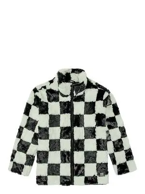 VANS Grid Pattern Stand Collar Jacket - Blackwhitemulti-color