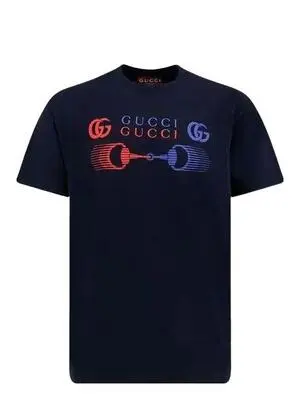 Gucci Jersey Di Cotone Stampato 25 'blue Navy - Blue/navy