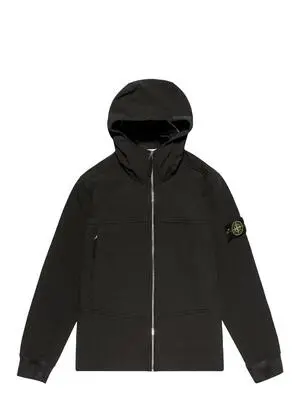 Stone Island Badge Logo Hooded Jacket - Black