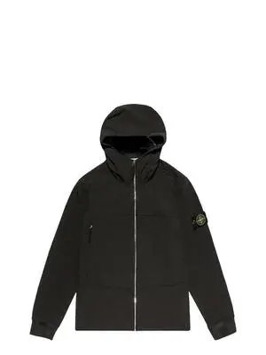 Stone Island Badge Logo Hooded Jacket - Black