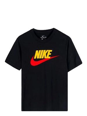 Nike Classic Logo Red Printing Round Neck Short Sleeve - Black