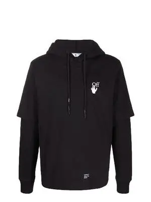 OFF-WHITE Off-White Black Double Layer Sleeve Hoodie