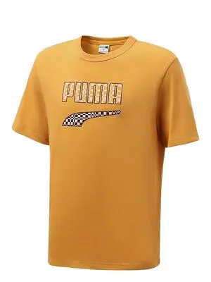 PUMA Logo Printing Sport Round Neckshort Sleeve - Orange