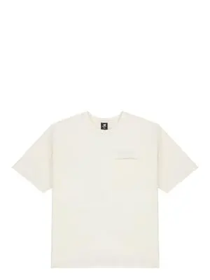 NEW BALANCE Logo Embroidered Pocket Knit Round Neck Short Sleeve Couple Style White - Tan