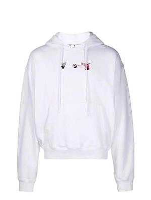 Off-White Arrow Pattern Alphabet" Hoodie - White