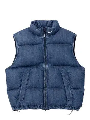 Supreme X Nike Denim Puffer Vest - Navy/red/white