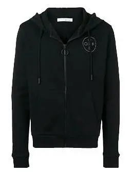 Off-White Embellished Logo Hooded Jacket - Black