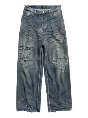 Balenciaga Baggy Distressed Denim Pants - Light Blue