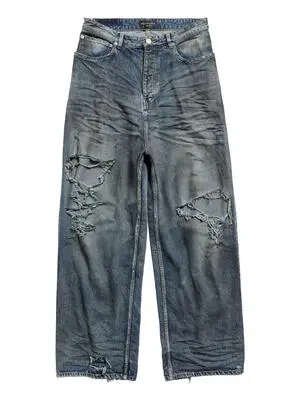 Balenciaga Baggy Distressed Denim Pants - Light Blue