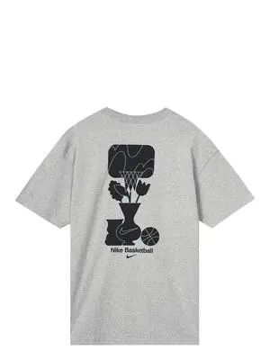 Nike Loose Pattern Printing Round Neck Casual Loose Short Sleeve Dark Grey T-shirt - Multi-color
