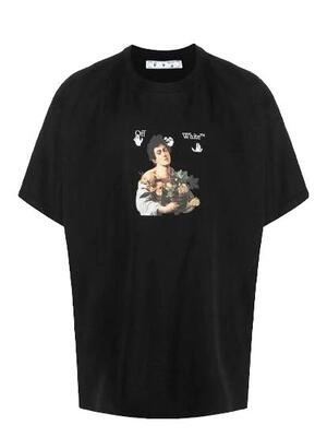 Off-White Cartoon Graphic Loose Fit T-shirt - Black