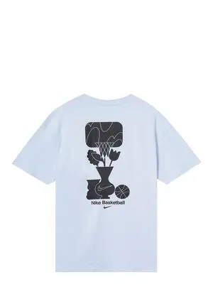 Nike Loose Pattern Alphabet Printing Round Neck Casual Loose Short Sleeve Light Sea Blue T-shirt - Multi-color