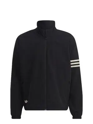 Adidas Logo Printing Pattern Stripe Stand Jacket - Black