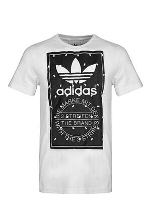 Adidas Originals Label Tee Logo Printing Sports Short Sleeve - White