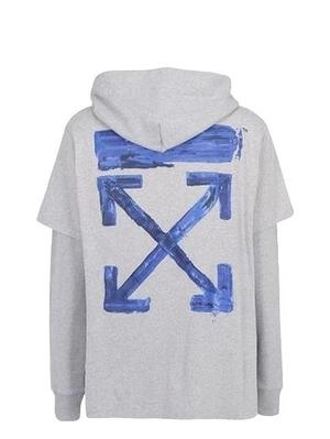 Off-White Off-White "Arrows" Layered Hoodie Grey