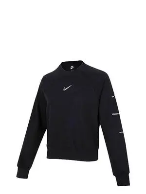 Nike Swoosh French Terry Crew Sweatshirt - Black/white