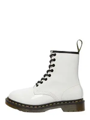 Dr. Martens Dr. Martens Patent Leather Lace-Up Boots White