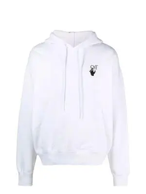 Off-White Logo Pattern Drawstring Hoodie - White Black
