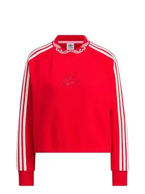 Adidas Originals Jacquard Rib Crewneck Sweatshirt - Red