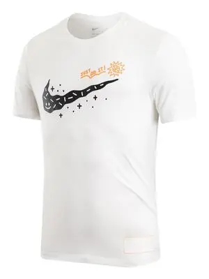 Nike Printing Large Logo Casual Round Neck Short Sleeve White T-shirt - Multi-color