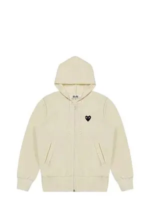 Play Comme Des Garcon Zip Hoodie Big Black Heart - Beige