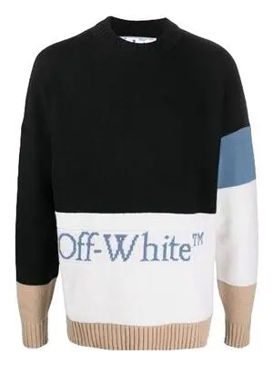 Off-White Ss21 Logo Round Neck Long Sleeves - Black