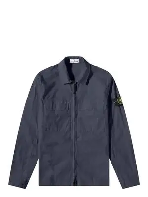 Stone Island STONE ISLAND Supima Cotton Twill Stretch-TC Zip Shirt Jacket Navy