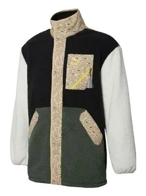 PUMA Stand Collar Casual Jacket - Black/green/white