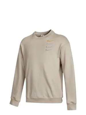 Nike Nike French Terry Swoosh Embroidered Round Neck Pullover Light Grey