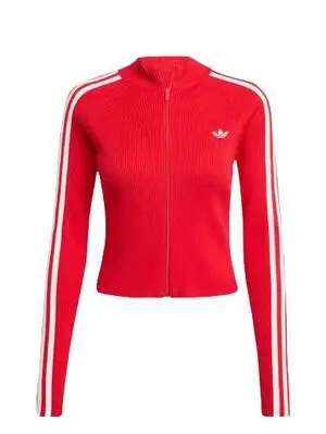 Adidas 3-striped Slim Knit Track Top - Red