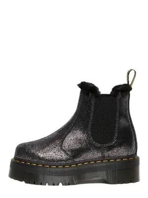 Dr. Martens 2976 Faux Fur-lined Metallic Platform Chelsea Boots - Black