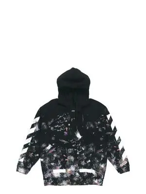 Off-White Diagonal Stripe Paint Splatter Hoodie - Black