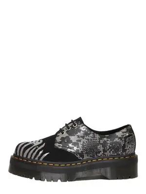 Dr. Martens Dr. Martens 1461 Animal Clash Leather & Suede Platform Shoes Blackgray