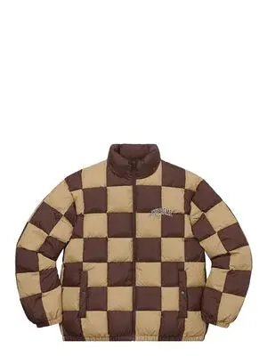Supreme Supreme Checkerboard Puffer Jacket Yellowbrown