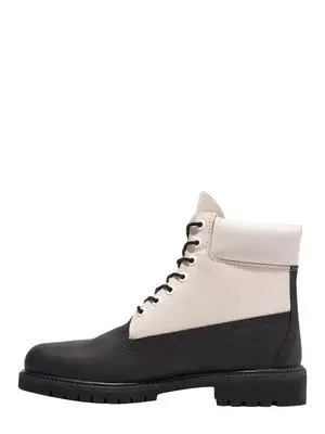 Timberland 6 Inch Premium Waterproof Leather Boots - Black/white
