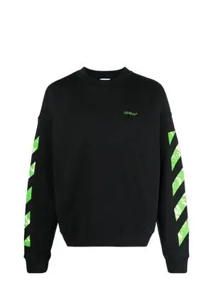 Off-White Diag Stripe Cotton Sweatshirt - Black/green