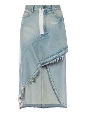 Off-White Asymmetric Zip-up Denim Skirt - Blue