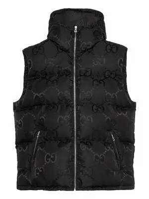 Gucci Jumbo Gg Canvas Puffer Vest - Black