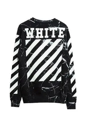 Off-White Marble Print Crewneck Pullover - Black