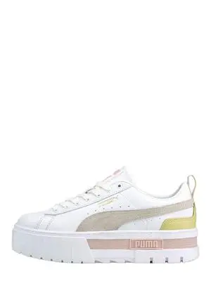 PUMA Mayze "white Lotus" Platform Sneakers - White/gray/yellow