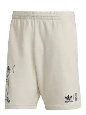 Adidas Originals Cartoon Graffiti Logo Print Straight Casual Shorts - Multi-color