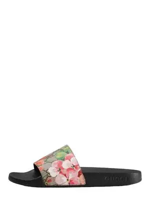 Gucci Gg Supreme Blooms Slide Sandals - Tan