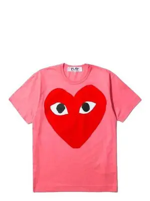Play Comme Des Garcon Pastelle Red Heart T-shirt - Pink