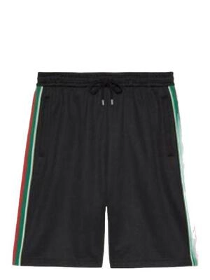Gucci Technical Jersey Shorts With Side Stripes - Black