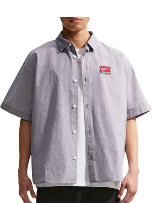 Nike Life Button-down Shirt 'anthracite White - Anthracite/white