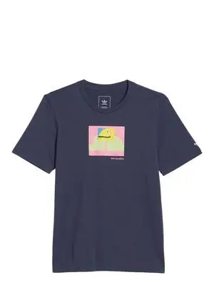 Adidas Chest Colorblock Pattern Printing Round Neck Short Sleeve Purple T-shirt - Default Color